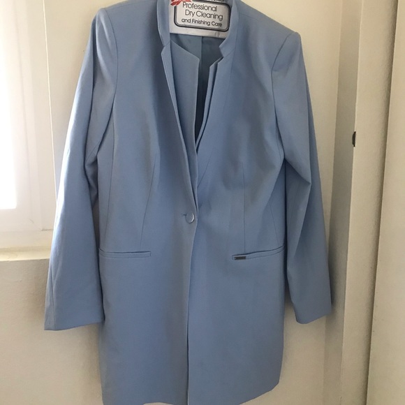 Calvin Klein | Jackets & Coats | Calvin Klein One Button Blue Topper ...